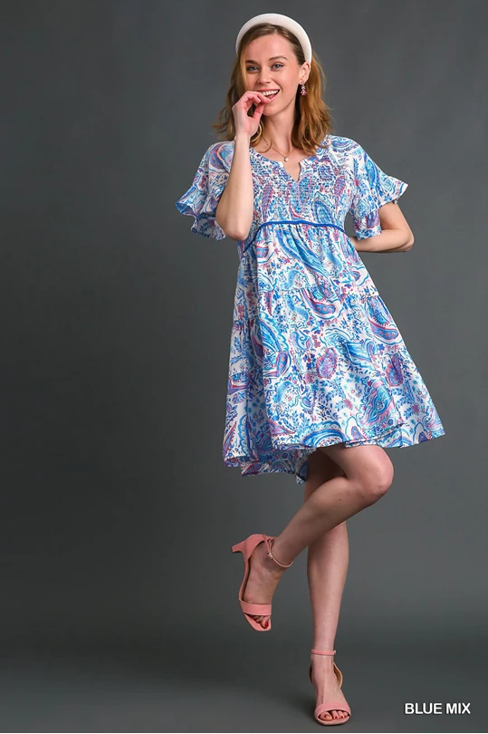 Blue Paisley Floral Dress by Umgee – Flint Gypsies
